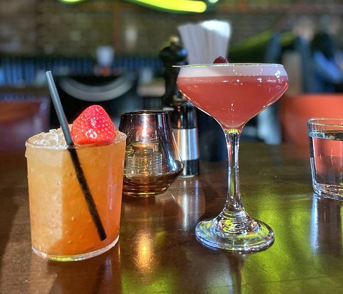 Cocktails that look as good as they taste—like liquid jewelry catching the bar light, promising stories that get better with each sip.