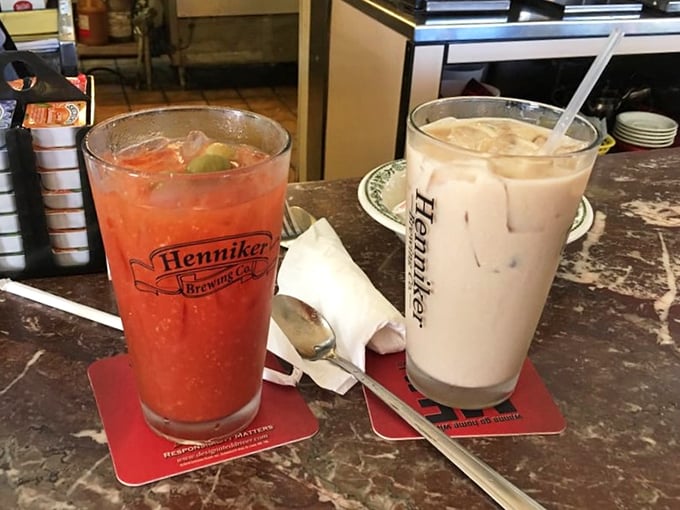Decisions, decisions—a ruby-red Bloody Mary or creamy iced coffee? At Union Diner, the correct answer is often "both, please."