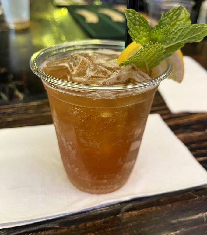 Iced tea with mint and lemon—because sometimes Southern hospitality and British tradition find common ground in a perfectly brewed glass.
