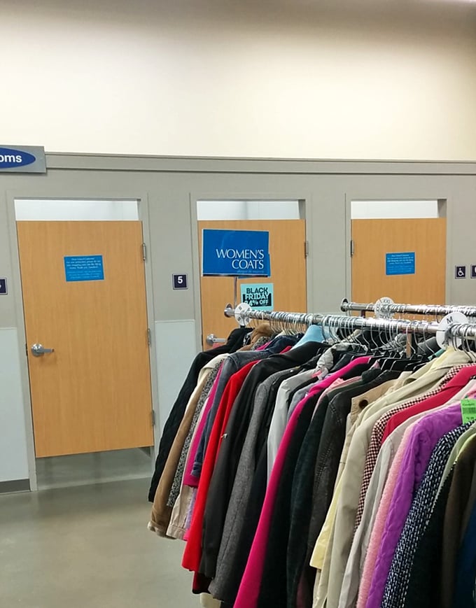 The fitting room area—where "maybe" turns into "definitely" and shoppers emerge with triumphant smiles and unexpected style upgrades.