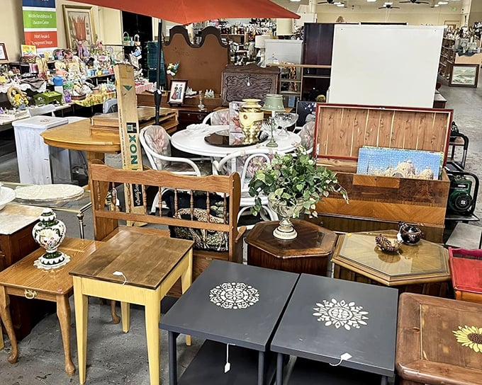 Furniture with more character than most reality TV stars, each piece telling stories of dinner parties and family game nights past.