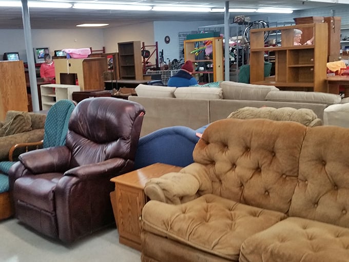 The furniture department—where that perfect recliner waits patiently for someone to recognize its true potential as your next nap headquarters.