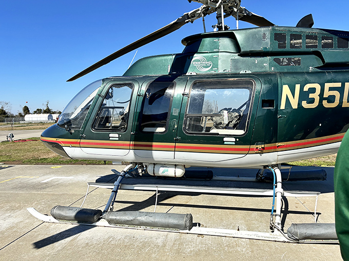 This helicopter display reminds visitors of Abbeville's connection to aviation history—one of many free attractions that enrich without extracting.