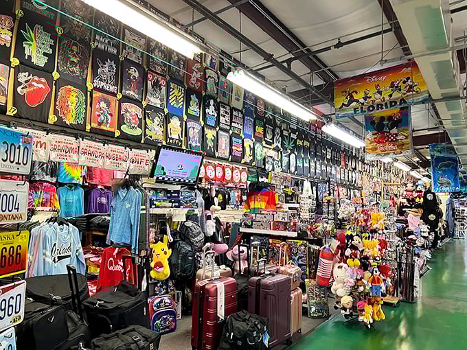 T-shirts, toys, and treasures galore—like your eccentric uncle's garage sale, but with better organization and fewer awkward family stories.