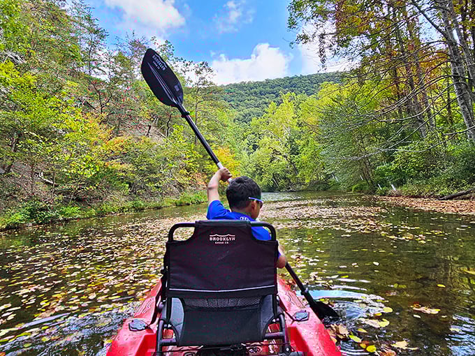 Paddling beneath history adds perspective. From this angle, you realize the bridge isn't just crossing water—it's connecting centuries.