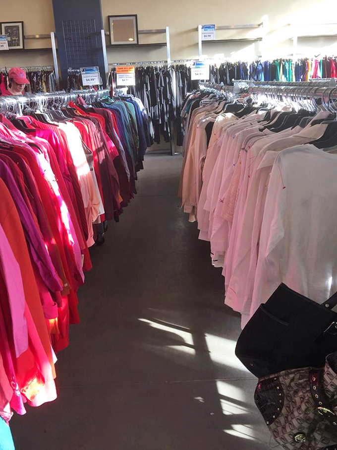 Color-coded clothing racks create a rainbow road to style reinvention. Navigate these aisles like a fashionista on a mission—methodically and with vision.