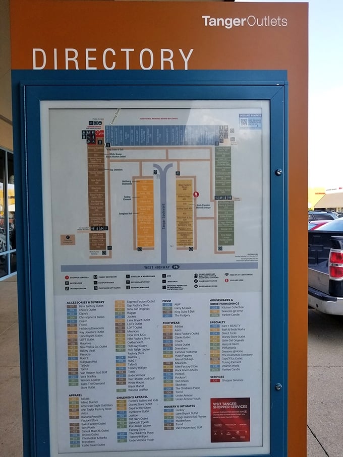 The sacred text of savings—a directory that maps your retail conquest like a treasure hunter's guide to buried designer goods.