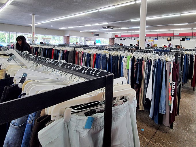 Rows upon rows of pants in every size, style, and decade you can imagine.