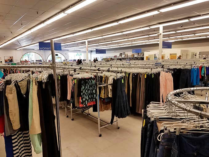 Pants paradise! From casual khakis to dressy slacks, these racks hold the bottom half of your next favorite outfit for less than lunch money.
