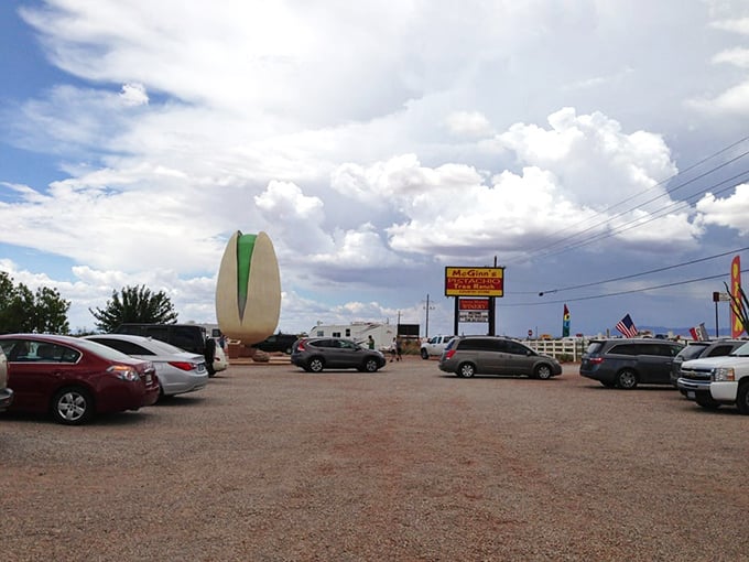 Even the parking lot offers prime views of the main attraction—a nutty monument that's impossible to miss from any angle.