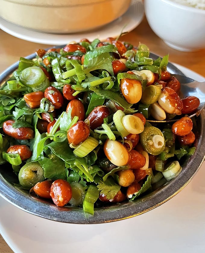 A peanut salad that dances on your tongue – crunchy, vibrant, and proof that vegetables deserve star treatment too.
