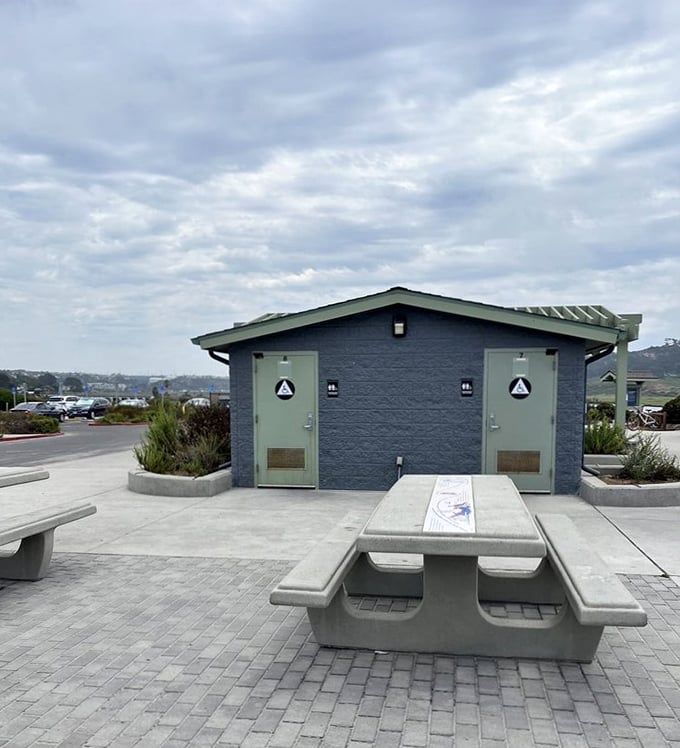 Beach facilities that won't win architectural awards but will win your heart when nature calls after that second thermos of coffee.