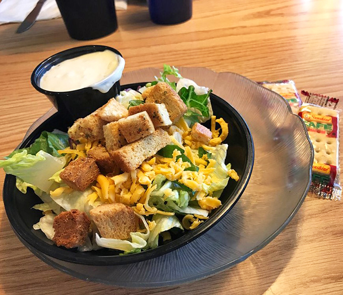 A side salad that doesn't apologize for being the healthy option – crisp, colorful, and the perfect counterbalance to breakfast indulgence.