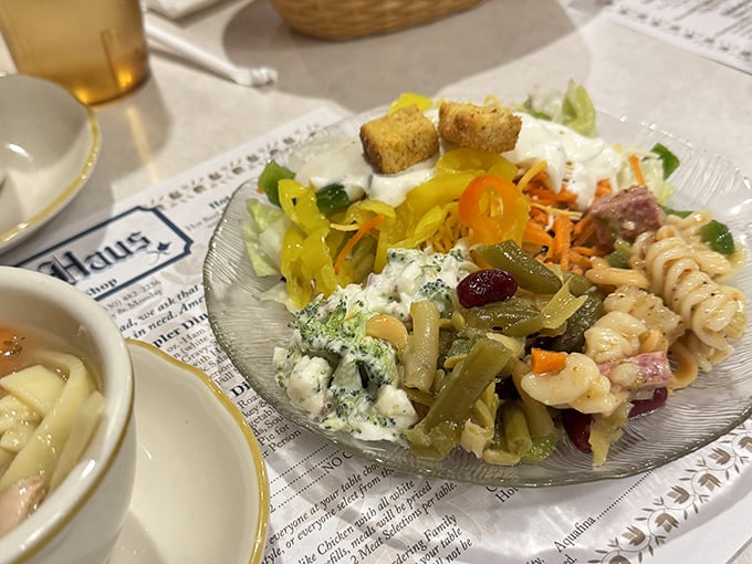 A salad bar creation that somehow makes vegetables exciting—the appetizer equivalent of wearing sensible shoes to a party.