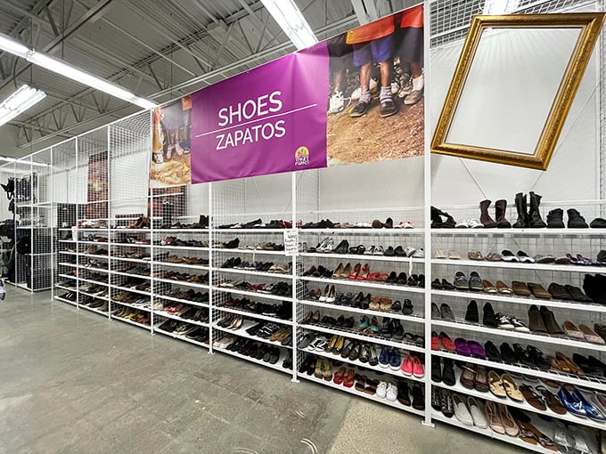 The shoe section rivals Imelda Marcos' closet, with footwear for every occasion lined up like hopeful contestants at a second-chance pageant.