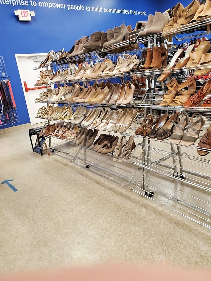 A shoe lover's paradise arranged with military precision. Each pair tells a story—some barely begun, others with chapters yet to be written.