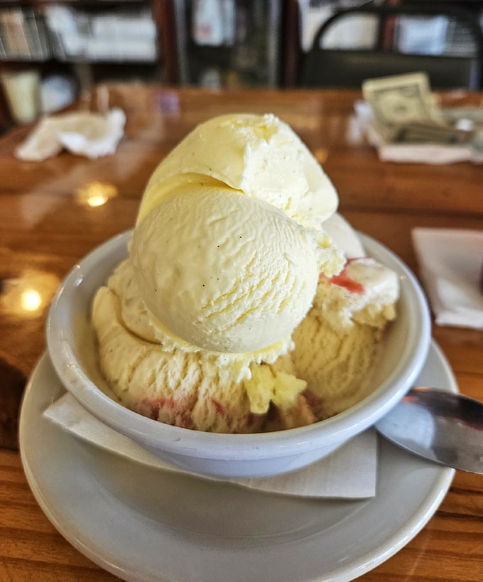 Vanilla ice cream that reminds you why classics become classics—simple, creamy perfection in a world of complicated desserts.