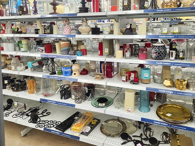 Candle holders and tchotchkes galore, where grandma's taste meets your suddenly ironic appreciation for vintage décor items.