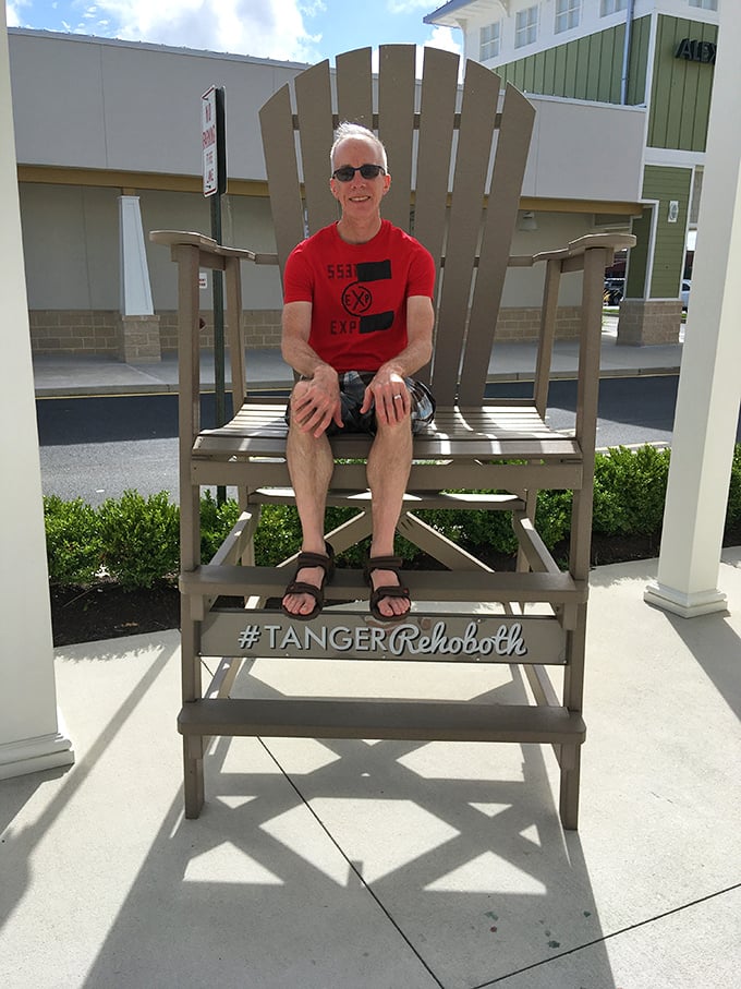 The iconic oversized Adirondack chair offers weary shoppers a moment of whimsy and the perfect Instagram opportunity to prove you conquered Tanger.
