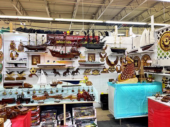 A nautical collector's dream dock—where model ships never sail but somehow still transport you to distant shores and childhood memories.