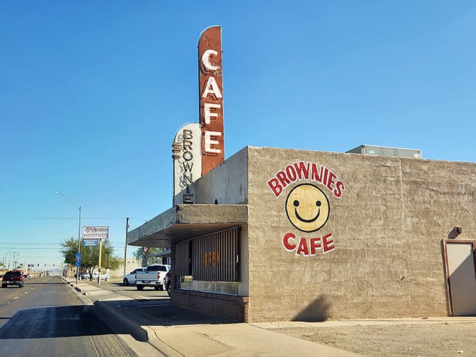 Desert breakfast done right, where the sun shines bright and the pancakes shine even brighter inside.
