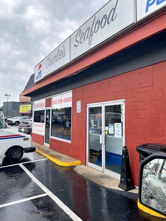 Charlie's no-frills red exterior hides a local legend – home to what many claim is Lexington's best fish sandwich.