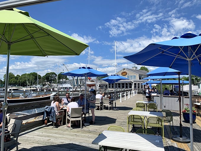 Blue umbrellas, cold drinks, and harbor views—Dog Watch knows the perfect recipe extends beyond the kitchen.