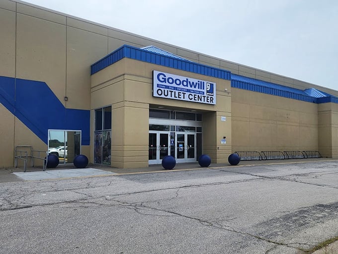 The outlet center's industrial look says "serious savings" before you even walk in.