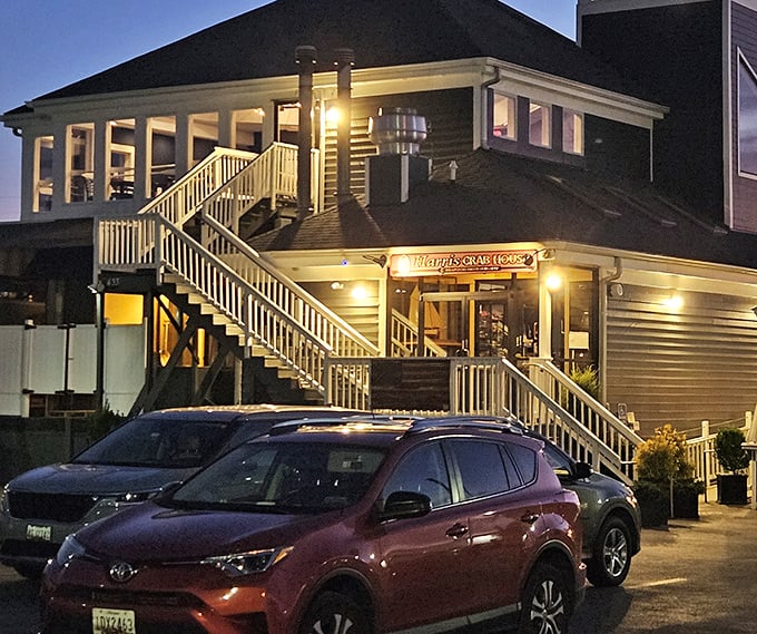 The multi-level Harris Crab House offers something even better than waterfront views—perfectly seasoned crabs to enjoy while admiring them.