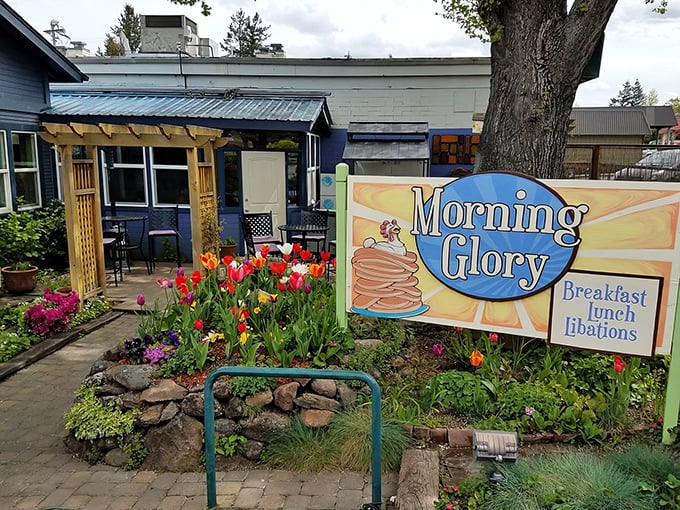 Morning Glory's garden setting makes waiting for a table feel like a spa day. Flowers, coffee, and pancakes—the breakfast trifecta.