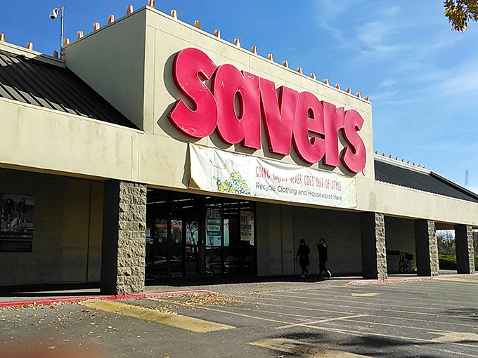 Another Savers location, another chance to strike secondhand gold! That iconic red sign is like a beacon for bargain hunters.