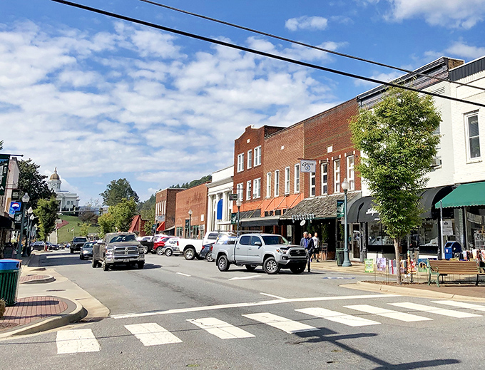Brick buildings and mountain backdrops create the perfect small-town symphony, where every note hits just right.