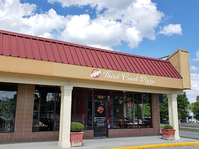 Third Coast's cheerful awning promises Midwest hospitality with coastal pizza flair. The best of all worlds under one roof!