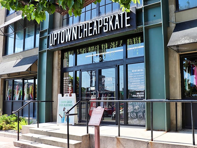 Uptown Cheapskate's modern storefront brings big-city style to Salt Lake – where secondhand shopping gets a first-class makeover.