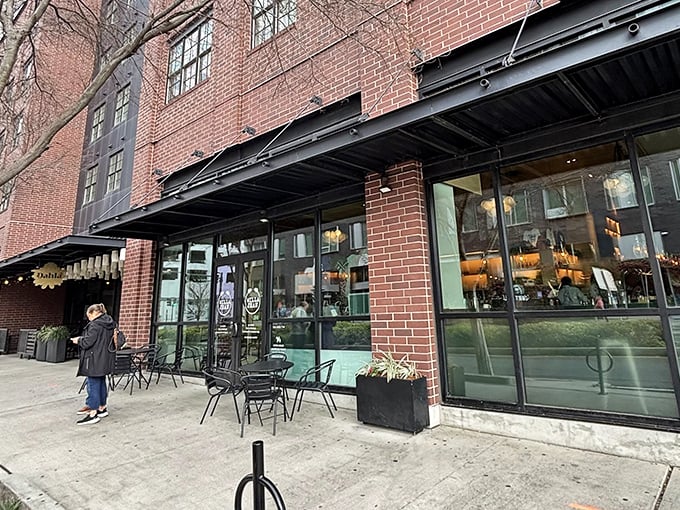 Modern meets tradition at Willa Jean, where those sleek brick walls and glass windows hint at the innovative breakfast waiting inside.