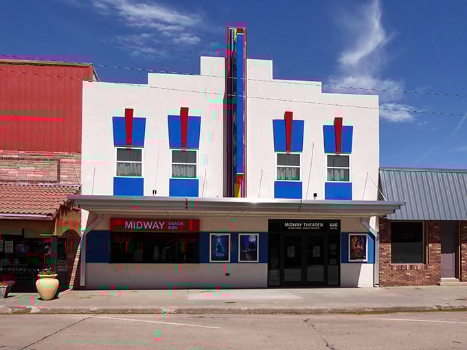 The Midway Theater's bold colors and classic lines match Burlington's bold approach to keeping prices down.