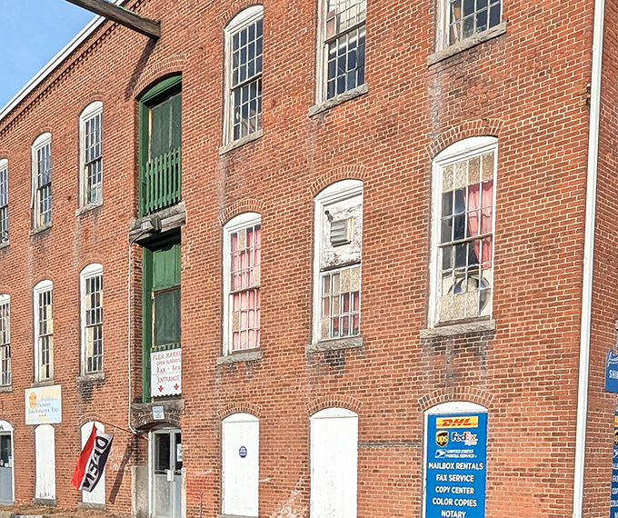 Classic New England charm meets serious antiquing – this red building has seen countless treasure hunters.