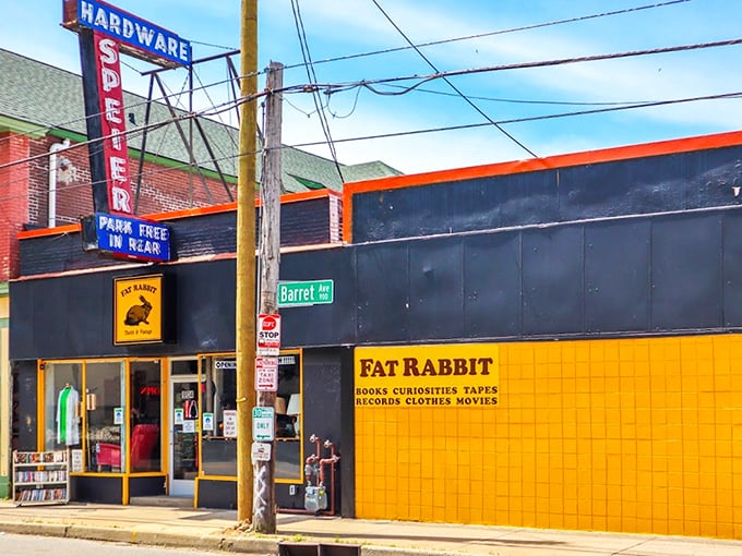 Where vintage meets value—Fat Rabbit's distinctive yellow wall announces you've found Louisville's coolest thrift shop.