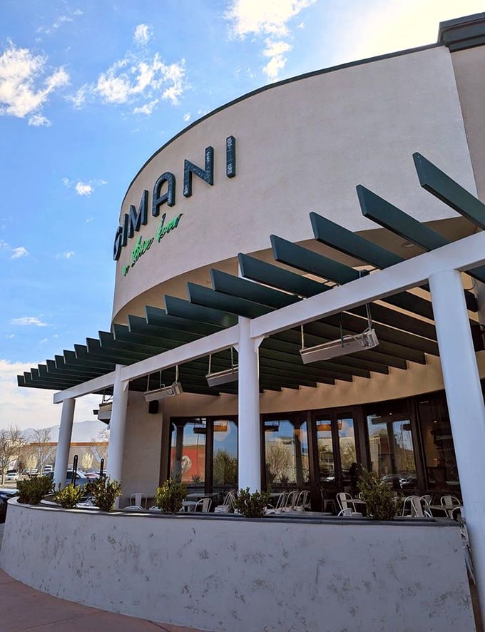 Pizza gets the VIP treatment at Gimani. That stylish façade and welcoming patio are just appetizers to the main event inside.
