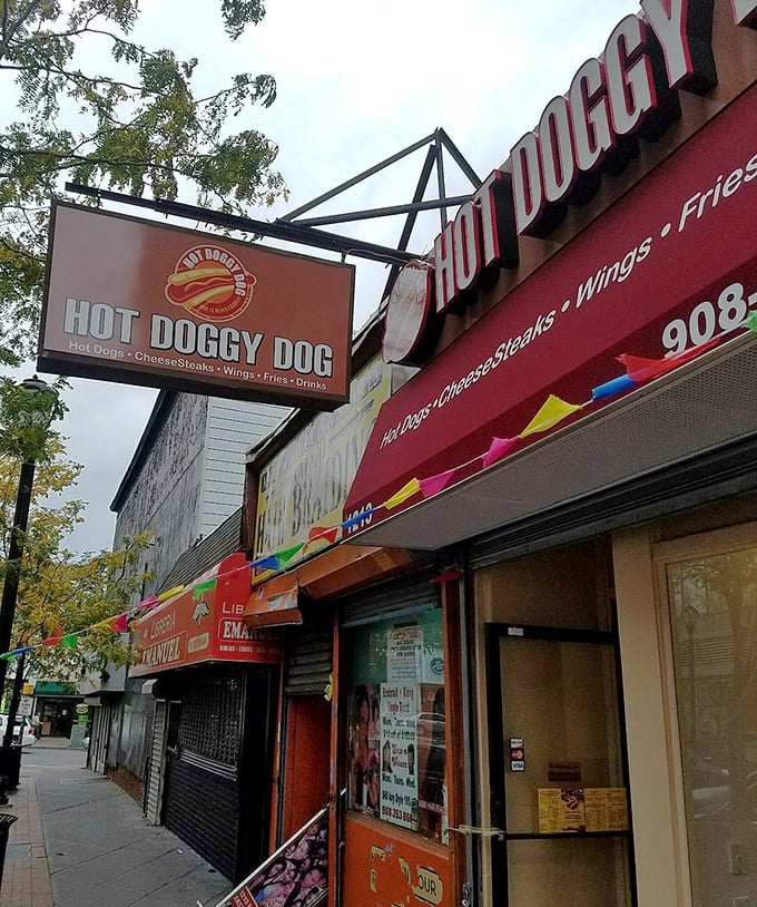 Bright awnings and bold colors make Hot Doggy Dog a cityside stop that proves great street eats don’t need fancy seats—just flavor and flair.