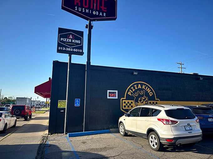 Don't let the simple storefront fool you – Pizza King's humble exterior hides pizza worthy of its crown.