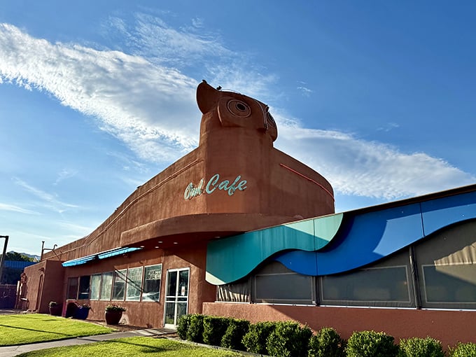 Watching over Albuquerque like a breakfast guardian, the Owl Café's distinctive design is matched only by its omelets.