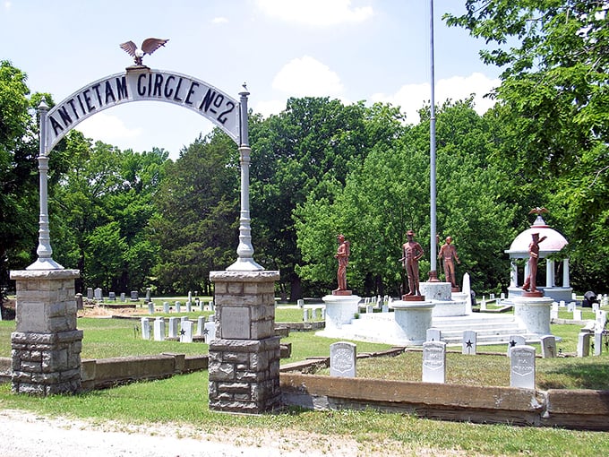 Antietam Circle honors history while providing peaceful reflection space in this thoughtfully planned community memorial.