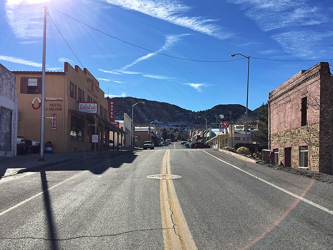 The main street of Pioche cuts through town like a timeline, with historic buildings on either side telling tales of silver, shootouts, and survival.