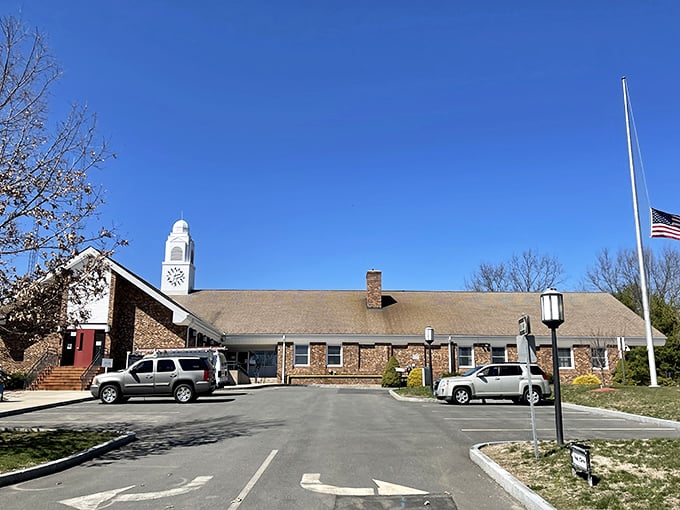 This modest town hall reflects Plymouth's practical approach to government and life—functional, affordable, and proudly unpretentious.