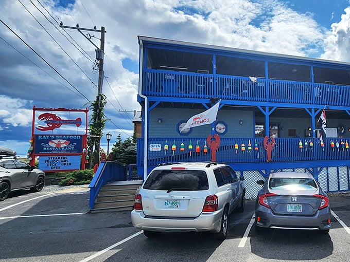 Ray's blue exterior with its parade of colorful buoys isn't just Instagram-worthy—it's a preview of the vibrant flavors waiting inside.