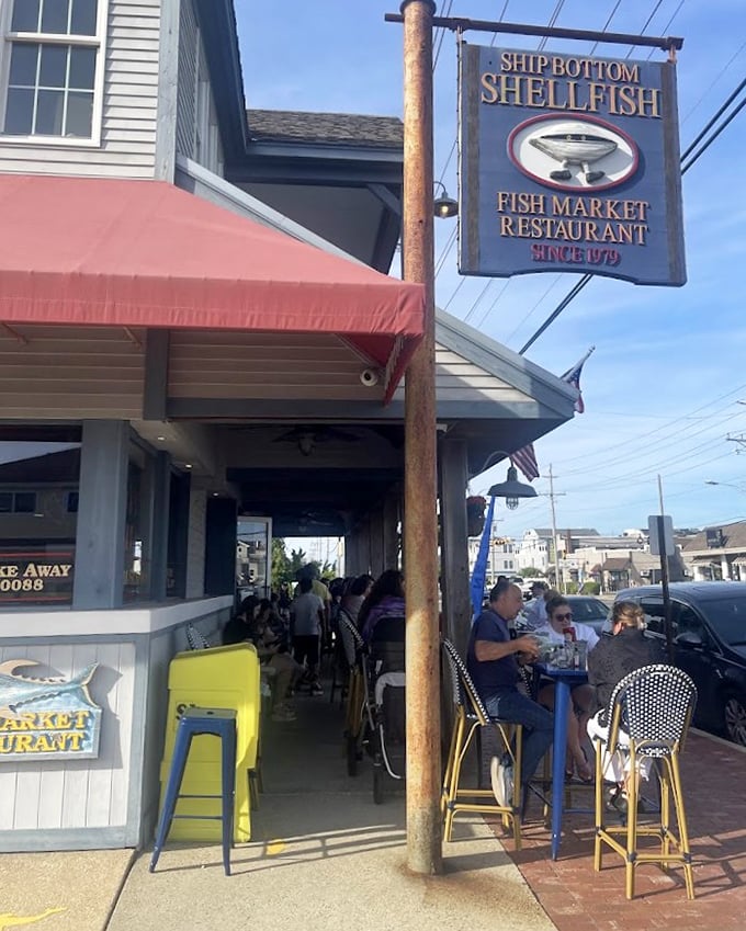 The casual outdoor seating and nautical vibes create the perfect setting for enjoying the island's freshest catches with friends and family.