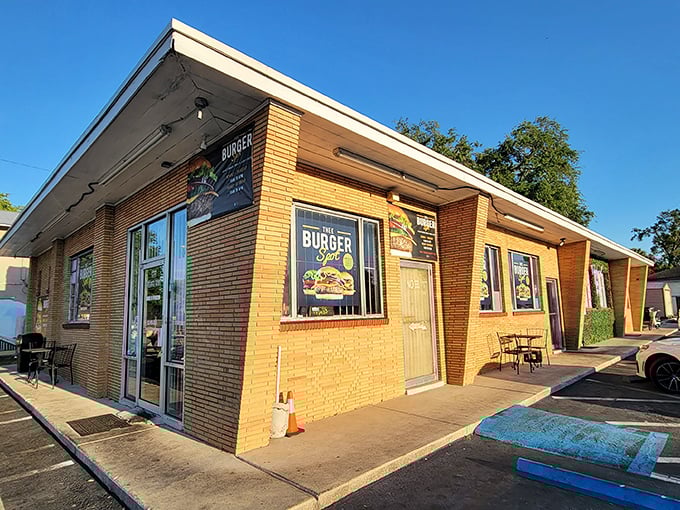Simple signage, serious burgers—Thee Burger Spot lets the food do the talking. That corner table has witnessed countless "first bite" faces!