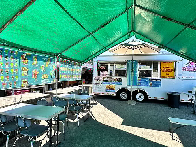 Nothing says "authentic flea market experience" like a food trailer serving up cold treats under a green canopy at US 1 Metro.