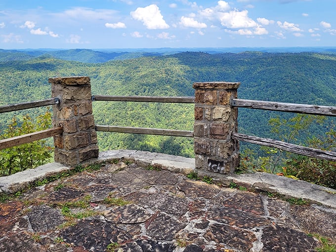 The reward at trail's end! This stone overlook offers the kind of view that makes smartphone cameras seem woefully inadequate.